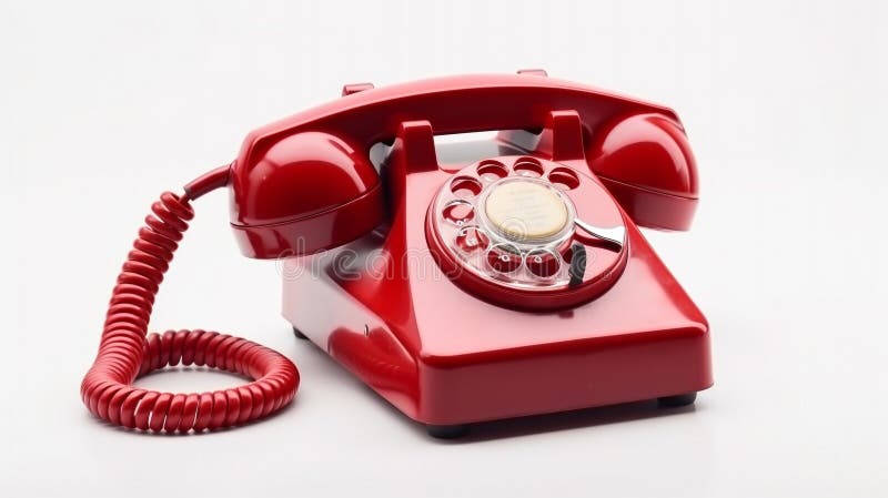 Retro Red Phone, Isolated on White Stock Illustration - Illustration of ...