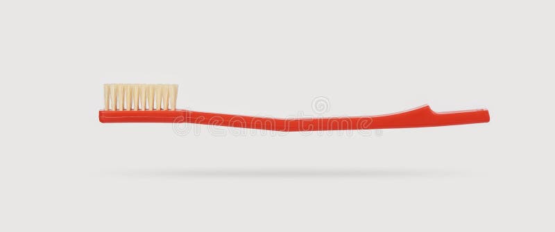 Retro Red Plastic Toothbrush Isolated on White Stock Photo - Image of ...