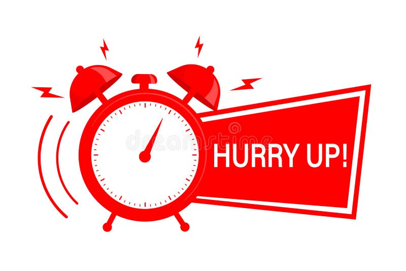 Set Ribbon Hurry Up. Color Speech Bubble. Label with Alarm Clock Stock ...