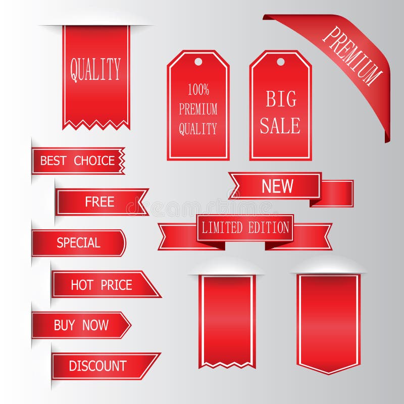 Retro Red Ribbons and Labels Stock Vector - Illustration of eps10 ...