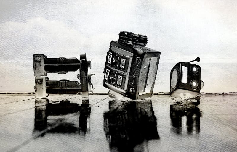 Retro Red Robot Sad and Broken Stock Photo - Image of disappointed ...