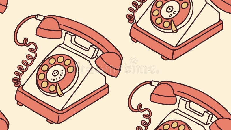 Retro Red Rotary Phone Seamless Pattern Design, Vector Design ...