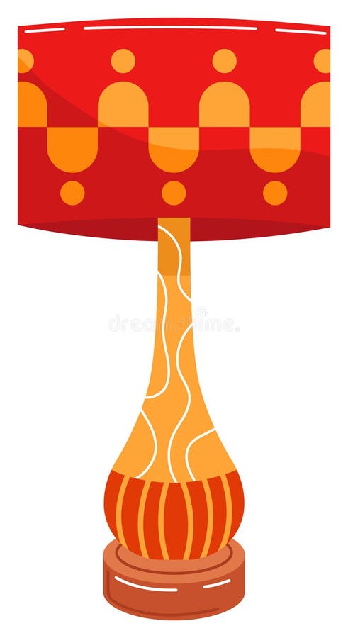 Retro Red Table Lamp with Orange Flame Patterns. Retro-style Lighting ...
