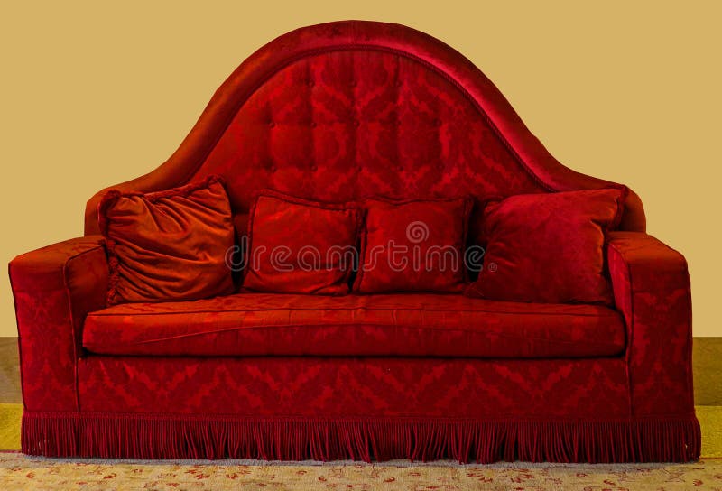 Retro red sofa interior stock photo. Image of furniture - 260400240