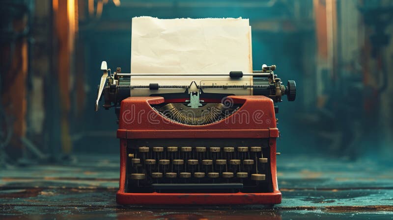 Retro Red Typewriter with Paper, Reminiscent of Vintage Journalism ...
