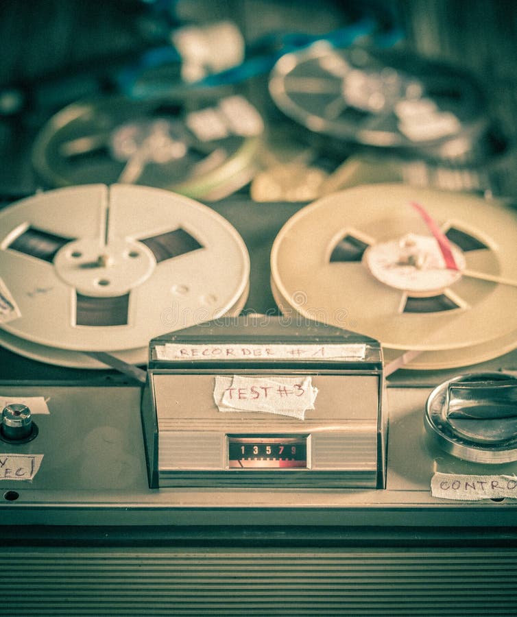 Retro Reel Audio Recorder with a Few Rolls of Tape Stock Photo - Image ...