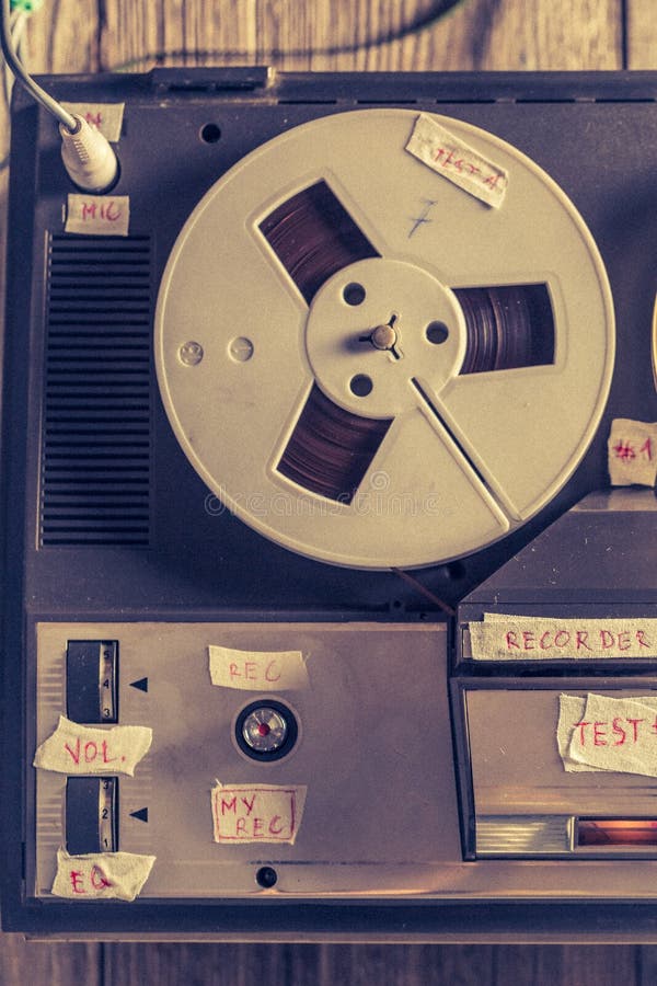 Retro Reel Audio Recorder with Microphone and Roll of Tape Stock Image ...
