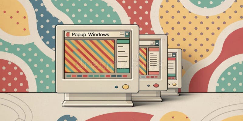 Retro Reflection a Pixelated Desktop Adorned with a Vintage Wallpaper ...