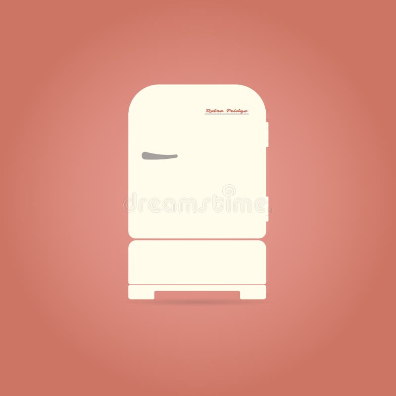 Retro Refrigerator Flat Icon. Stock Illustration - Illustration of ...
