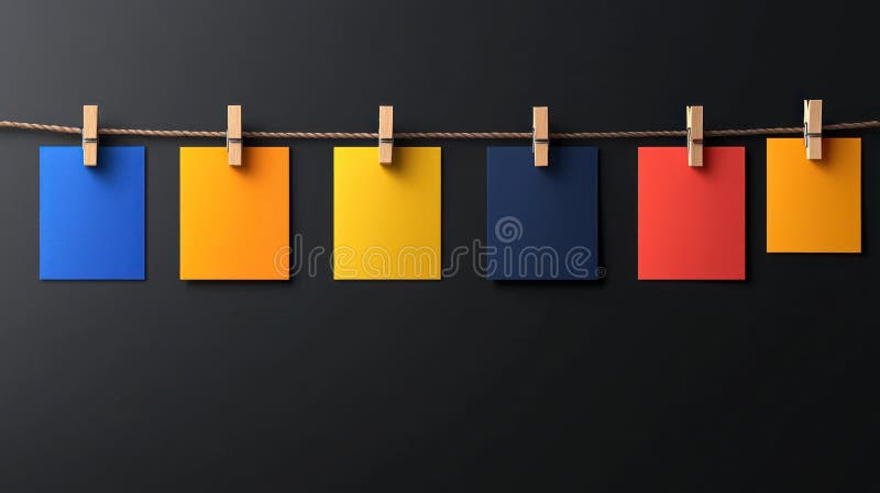 Retro Reminder Display: Four Blank Post-Its and Clothespins on Black ...
