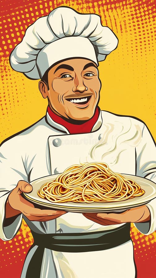 Retro Restaurant Banner Featuring a Chef Holding a Steaming Plate of ...