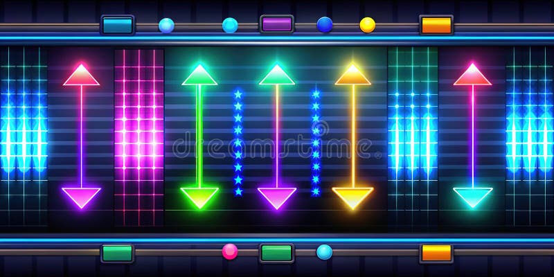 Retro Rhythm Game Interface Mockup Vibrant Dance Dance Revolution Style ...