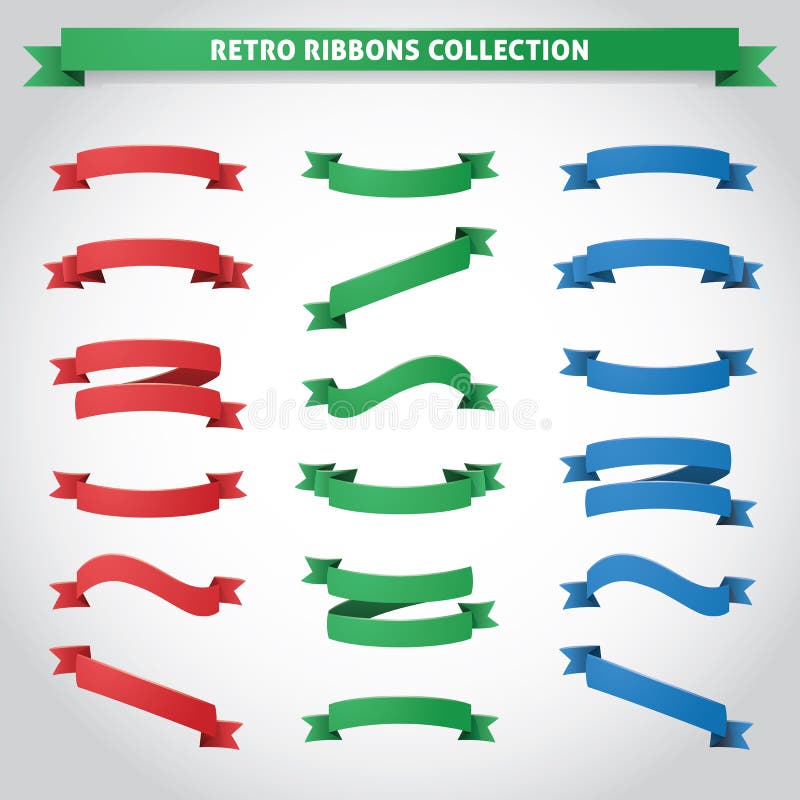 Retro Ribbons Collection stock vector. Illustration of blank - 55366604