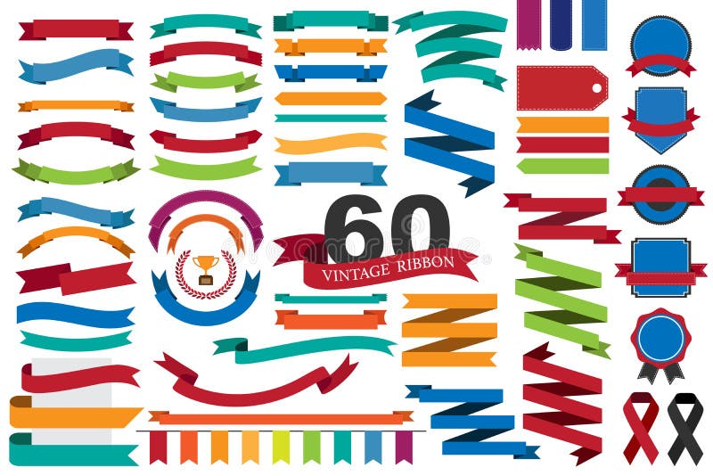 60 Retro Ribbons and Labels Stock Vector - Illustration of classic ...