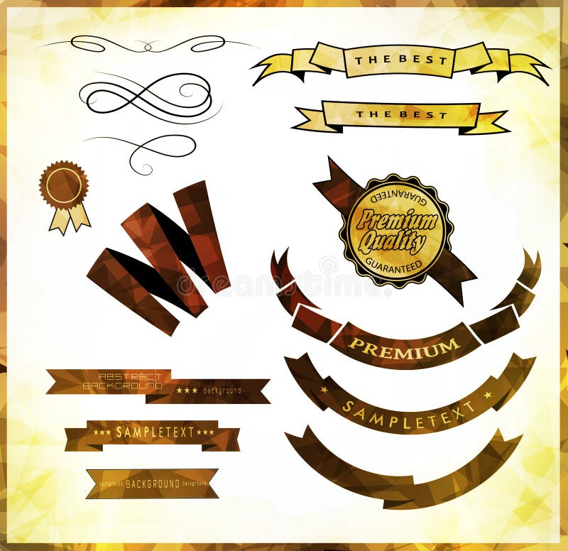 Set of Retro Ribbons, Old Dirty Paper Textures and Vintage Labels ...