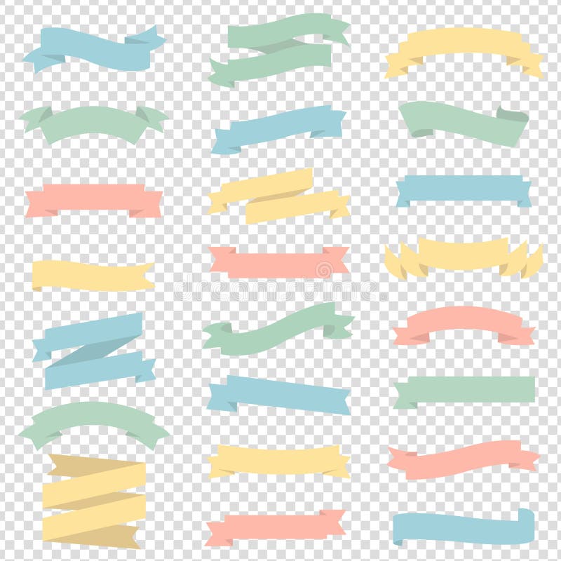 Retro Ribbons Set Transparent Background Stock Vector - Illustration of ...