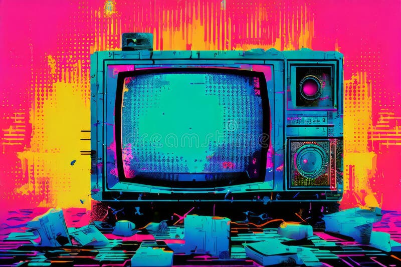 Retro Riot a Distressed Retro Style Digital Collage with Pixelat Stock ...