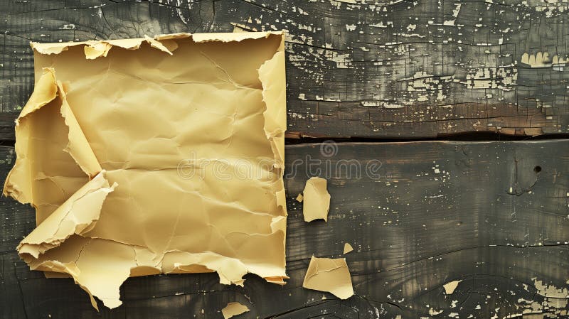 Retro Ripped Post-it Note with Textured Surface, Cardboard Label ...