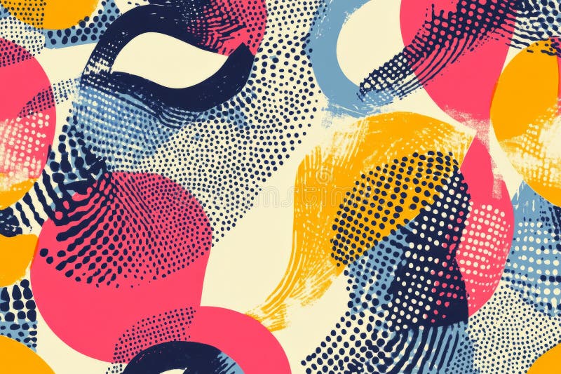 A Retro Risograph Pattern Featuring Swirling Ink Patterns, with ...
