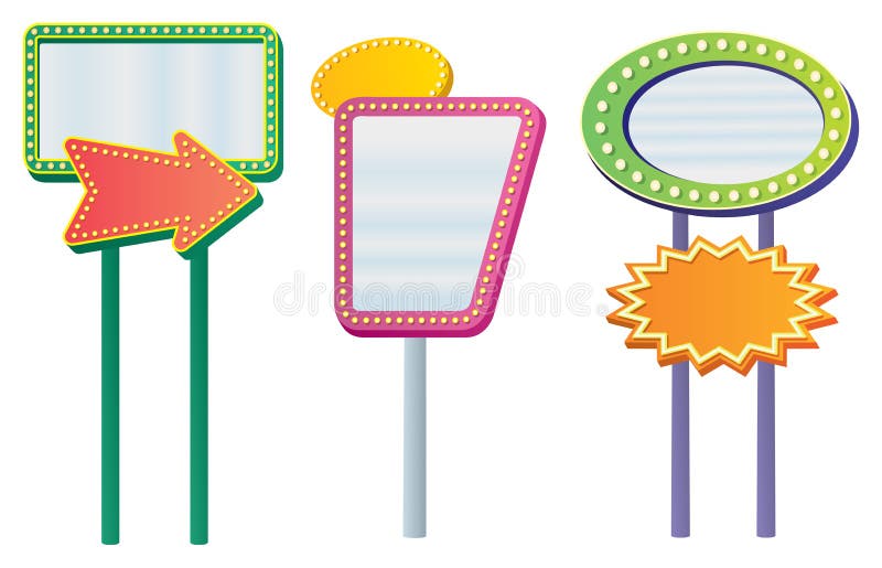 Retro Road Signs stock vector. Illustration of light - 37544994