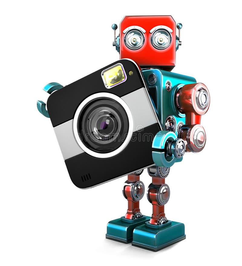 Robot with DSLR Camera stock illustration. Illustration of shutter ...
