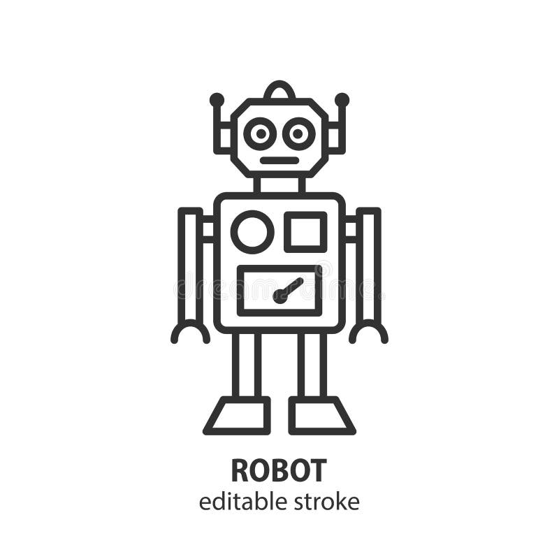 Retro Robot Line Icon. Vintage Toy Vector Symbol Stock Vector ...