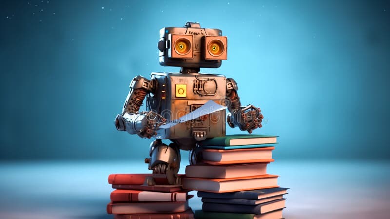 Retro Robot Made of Junk Rusty Metal Learning Human Civilization by it ...