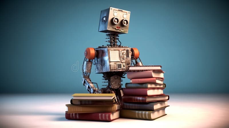 Retro Robot Made of Junk Rusty Metal Learning Human Civilization by it ...