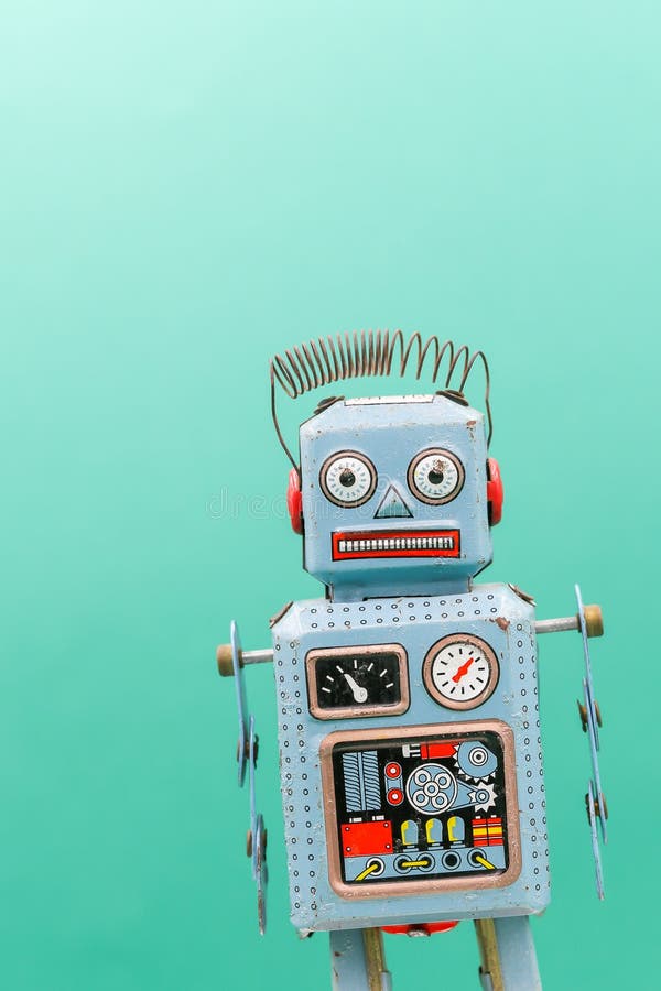 Retro robot toy. stock image. Image of plaything, march - 110067973