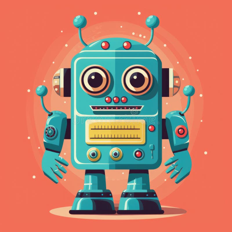 Retro Robot. Vector Illustration in Flat Style Stock Illustration ...