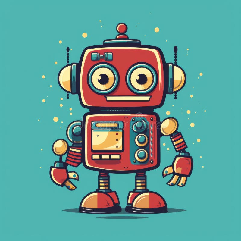 Retro Robot. Vector Illustration in Flat Style Stock Illustration ...