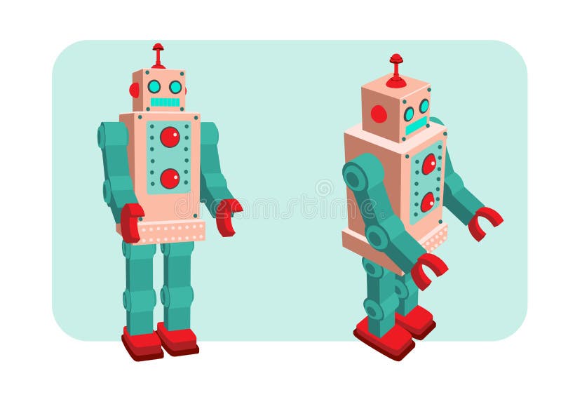 Retro Robot Vector Illustration Stock Vector - Illustration of metal ...