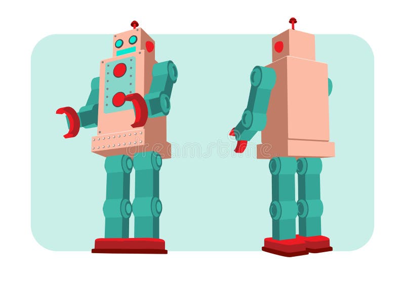 Retro Robot Vector Illustration Stock Vector - Illustration of vintage ...