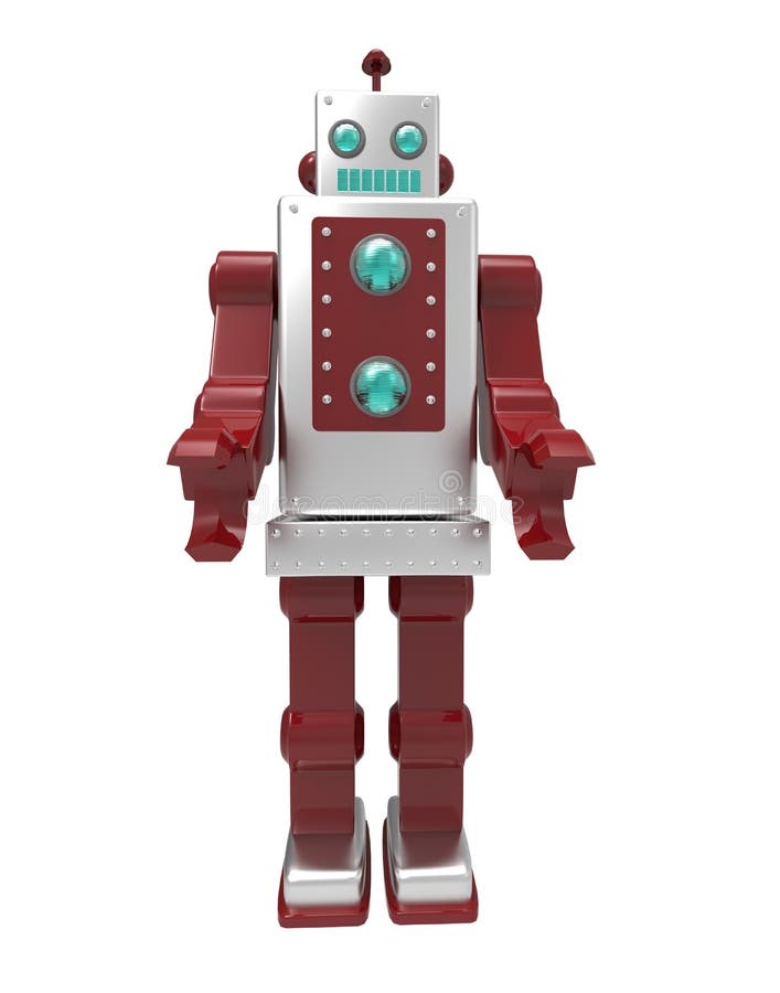 Retro Robot on White Background with Clipping Mask Stock Illustration ...
