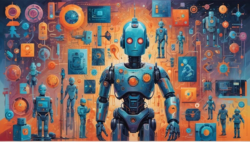 Retro Robots and Futuristic AI: a Visual Journey into Robotic Evolution- AI Generated Stock ...