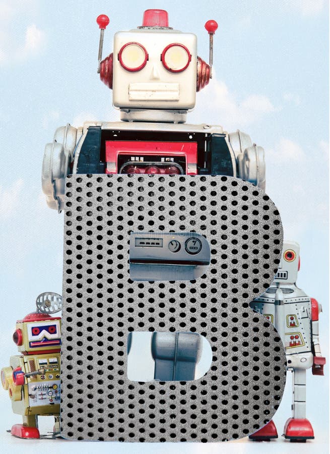 Retro Two Robots with Tin Can Phones. 3d Render Stock Illustration ...