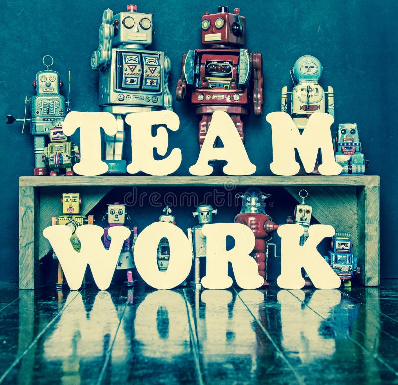 Team work robots stock image. Image of cooperation, friendship - 106522977