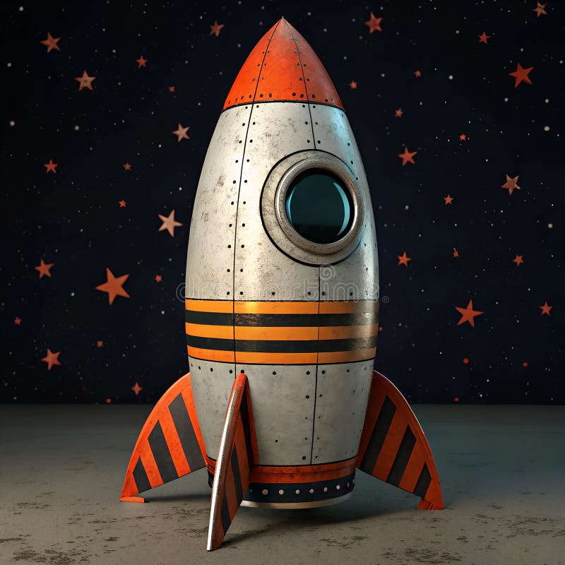 Retro Rocket Design with Vintage Space Theme for Posters or Prints ...