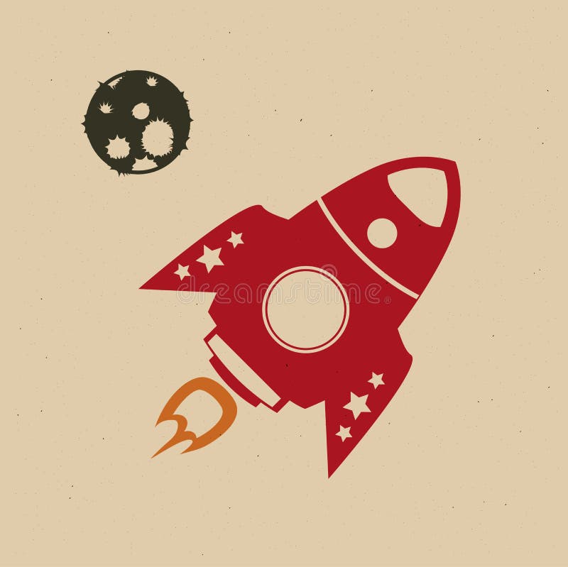 Vintage Vector Rocket in Space Stock Vector - Illustration of star ...