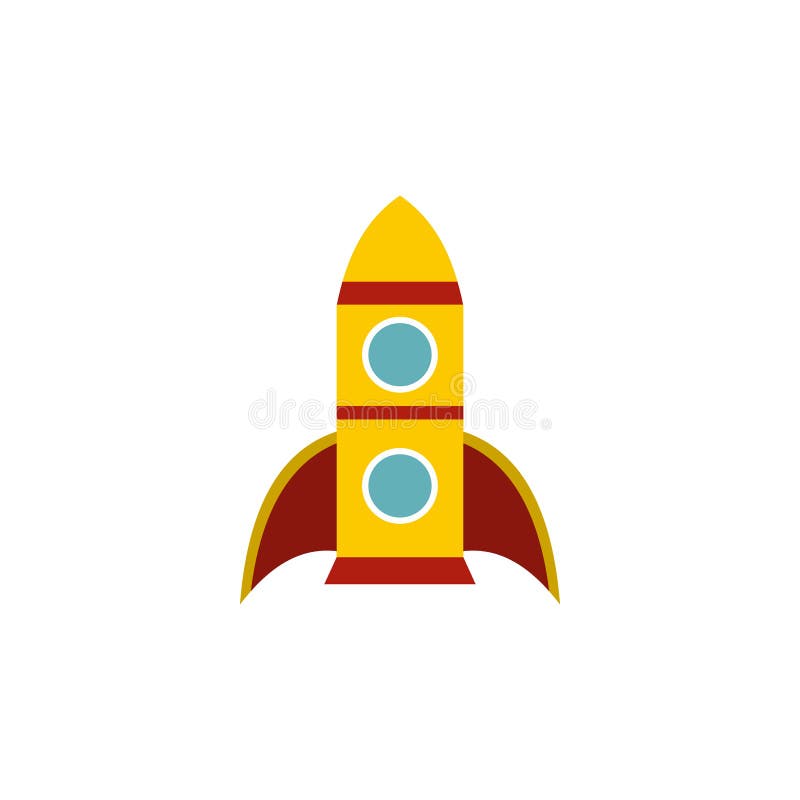 Retro Rocket Icon in Flat Style Stock Illustration - Illustration of ...