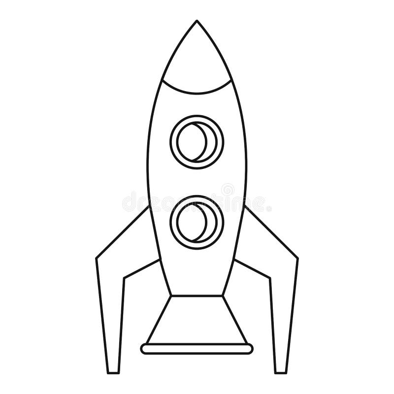 Retro Rocket Icon, Outline Style Stock Vector - Illustration of future ...