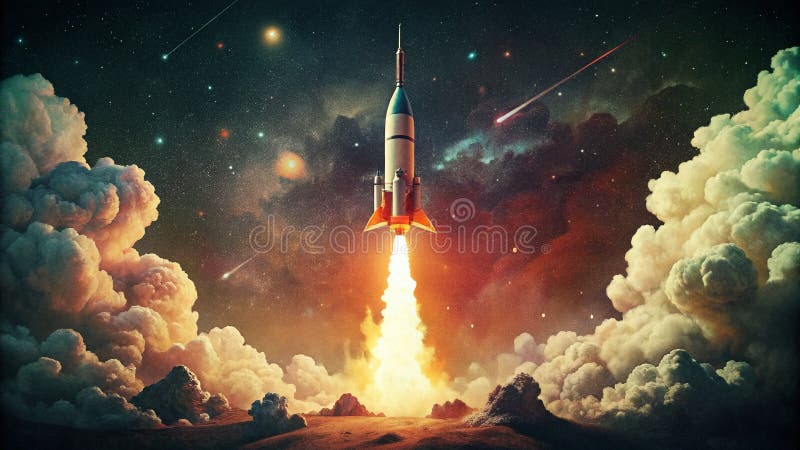 Retro Rocket Launch a Nostalgic Journey into Space Exploration ...