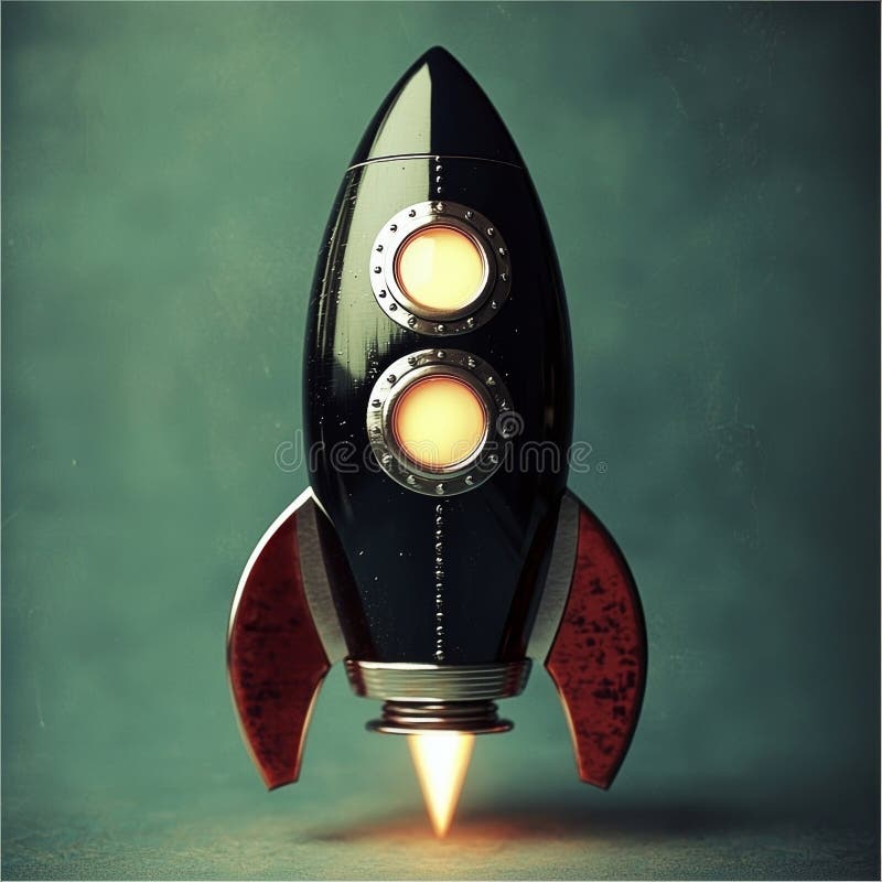 Retro Rocket Launch stock illustration. Illustration of innovation ...