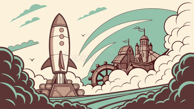 Retro Rocket Launch Vintage SciFi Departure, Vector Design Generative AI Stock Vector ...
