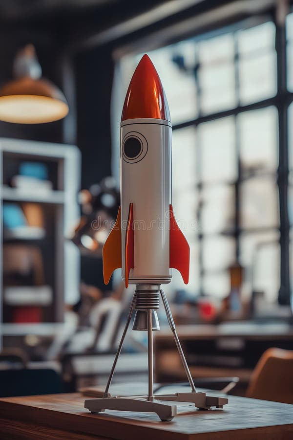 Retro Rocket Model Taking Off on Desk Nostalgic Design Perfect for ...