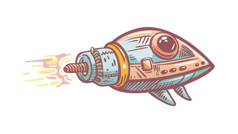 Retro Rocket Spaceship, Classic Space Adventure, Vector Design ...