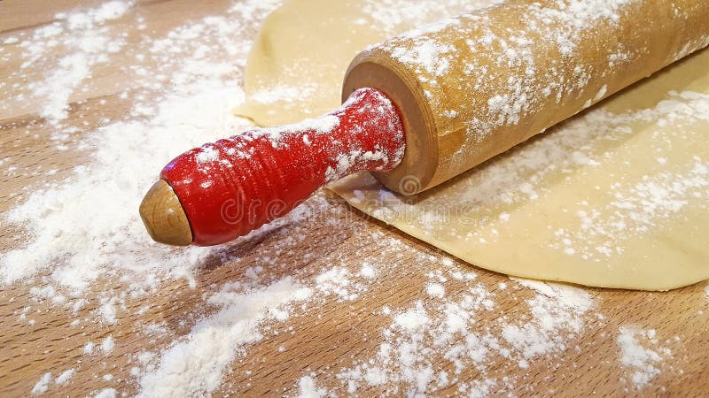 Retro Rolling Pin on Pie Crust Stock Photo - Image of white, counter ...