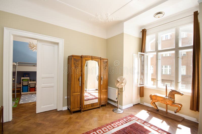 Retro room stock image. Image of furniture, wood, light - 33946441