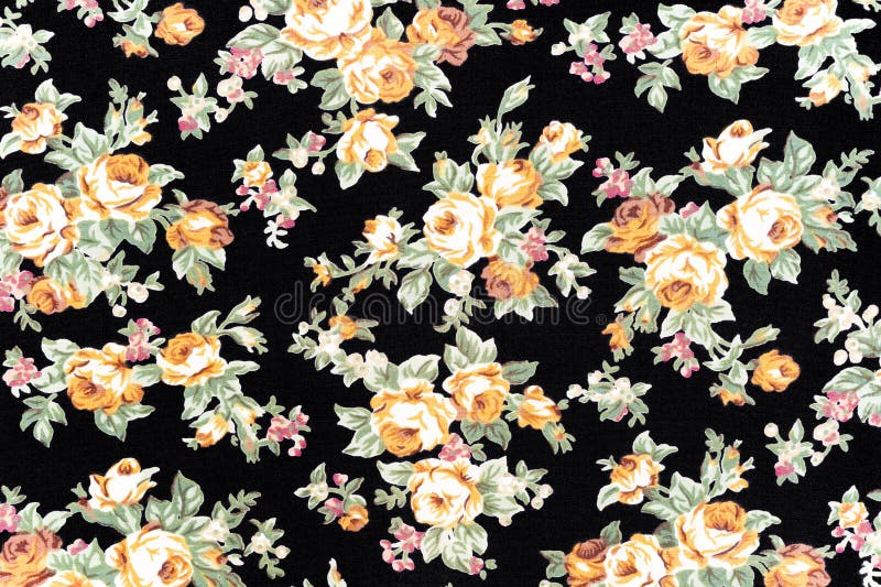 Retro Rose on Black Color Fabric Texture Stock Image - Image of ...