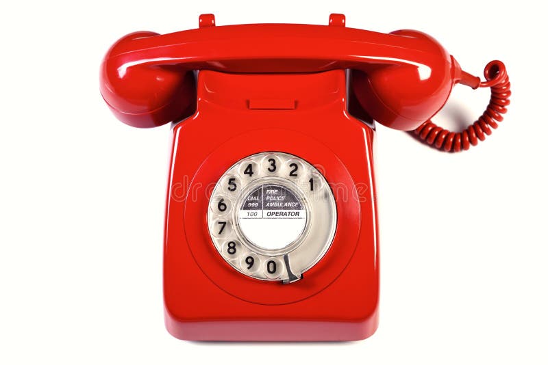 Retro- Rotes Telefon Getrennt Stockfoto - Bild von telefon ...
